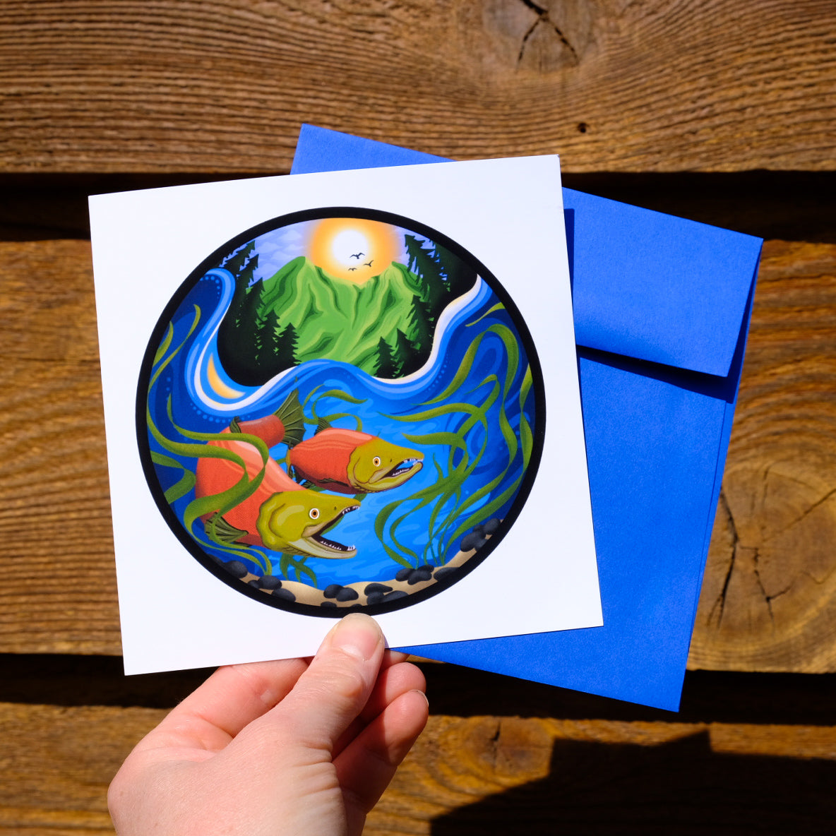 Summer Salmon Greeting Card – Jessica Thornton Designs